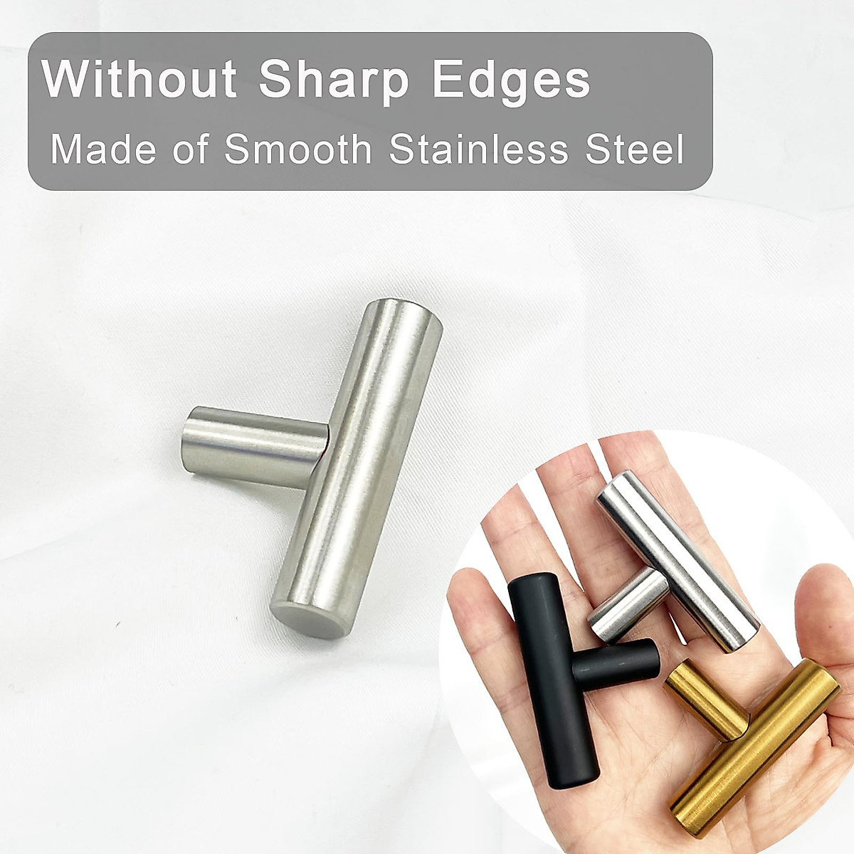 THSIREE 12PCS Cabinet Knobs, Cabinet Pulls Drawer Knobs, T Knobs Single Hole Cabinet Hardware with Screws, for Kitchen Bedroom Furniture, Silver