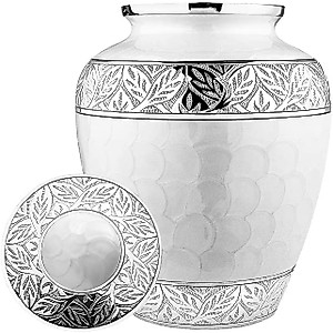 Trupoint Memorials Cremation Urns for Human Ashes - Decorative Urns, Urns for Human Ashes Female & Male, Urns for Ashes Adult Female, Funeral Urns - White, Large