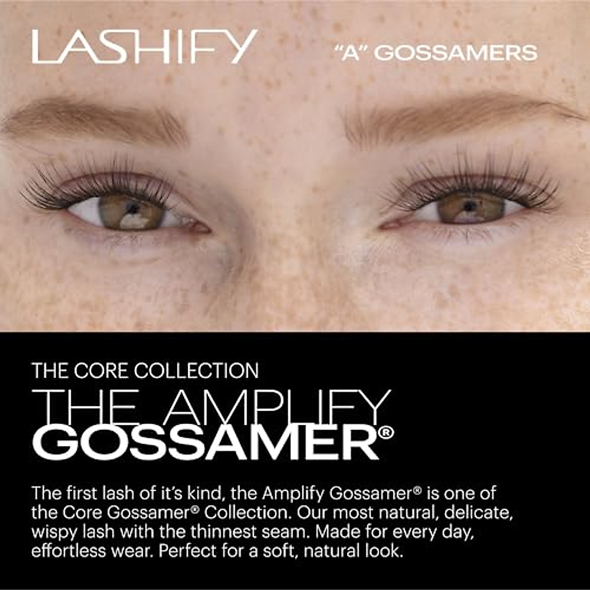 Lashify Amplify 12mm GossamerDIY Eyelash Extensions Refill, Black, Easy False Eyelashes for a Natural Look