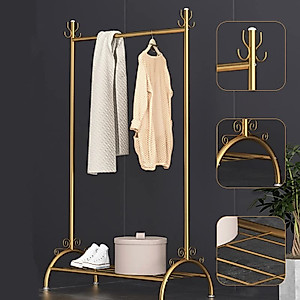 LUKEO Floor Metal Hanger Living Room Coat Stand Balcony Drying Rack Folding Clothes Hanger