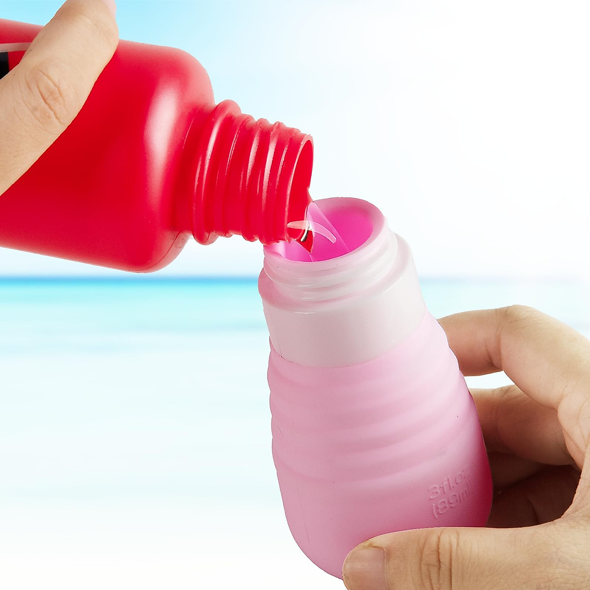 Travel Bottles for Toiletries, Minimalism Collapsible Tsa Approved 3oz Portable Travel Bottles, Silicone Squeezable Leak Proof Travel Size Containers, Travel Essentials with Clear Bag (4Pack)