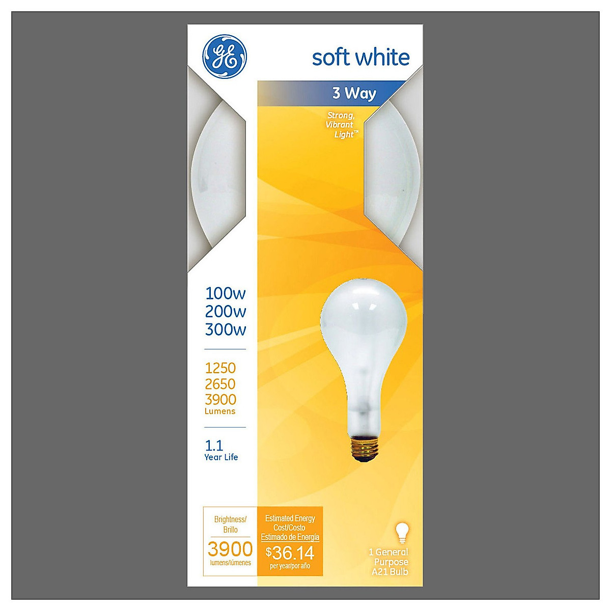 GE Lighting 41459 3 Way Soft White Mogul Incandescent Light Bulb