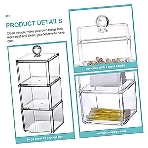 Beatifufu 1 Set Storage Box Makeup Container Storage Container with Lid Clear Container Q- Tip Holder Bathroom Vanity Jars Bathroom Jar Toothpick Organizer Makeup Cotton Box Cotton Pad Box