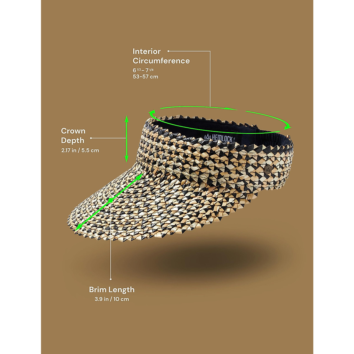 Straw Visor for Women | Packable Beach Visor & Sun Visor | Sun Protection | One Size | Pepper | Hemlock