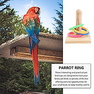 POPETPOP Wooden Toys Educational Toys 1 Set Bird Toys Bird Trick Tabletop Toys Training Stacking Color Ring Toys Parrot Chew Foraing Toys Education Toys Desktop Accessories Pet Toys