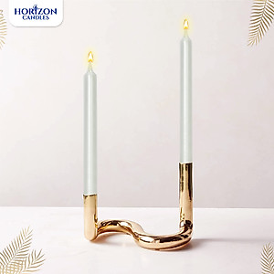Horizon Unscented Straight Candles Pack of 10 | 9.84 Inches Tall Household Candlesticks - 10 Hours Long Burning Time for Christmas Decor, Holiday Dinners, Weddings, and Festive Parties | Pearl White