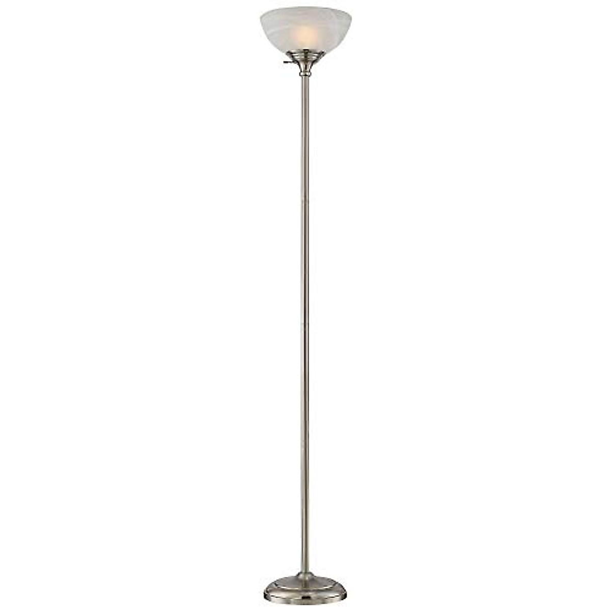 360 Lighting Maddox Modern Torchiere Floor Lamp 71" Tall Satin Nickel Silver Slim Profile Alabaster Glass Shade Pole Light for Living Room Reading House Bedroom Home Office