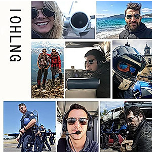 IOHLNG Mens Aviator Sunglasses 55mm Polarized Military Pilot Shades, Gold, Size Medium