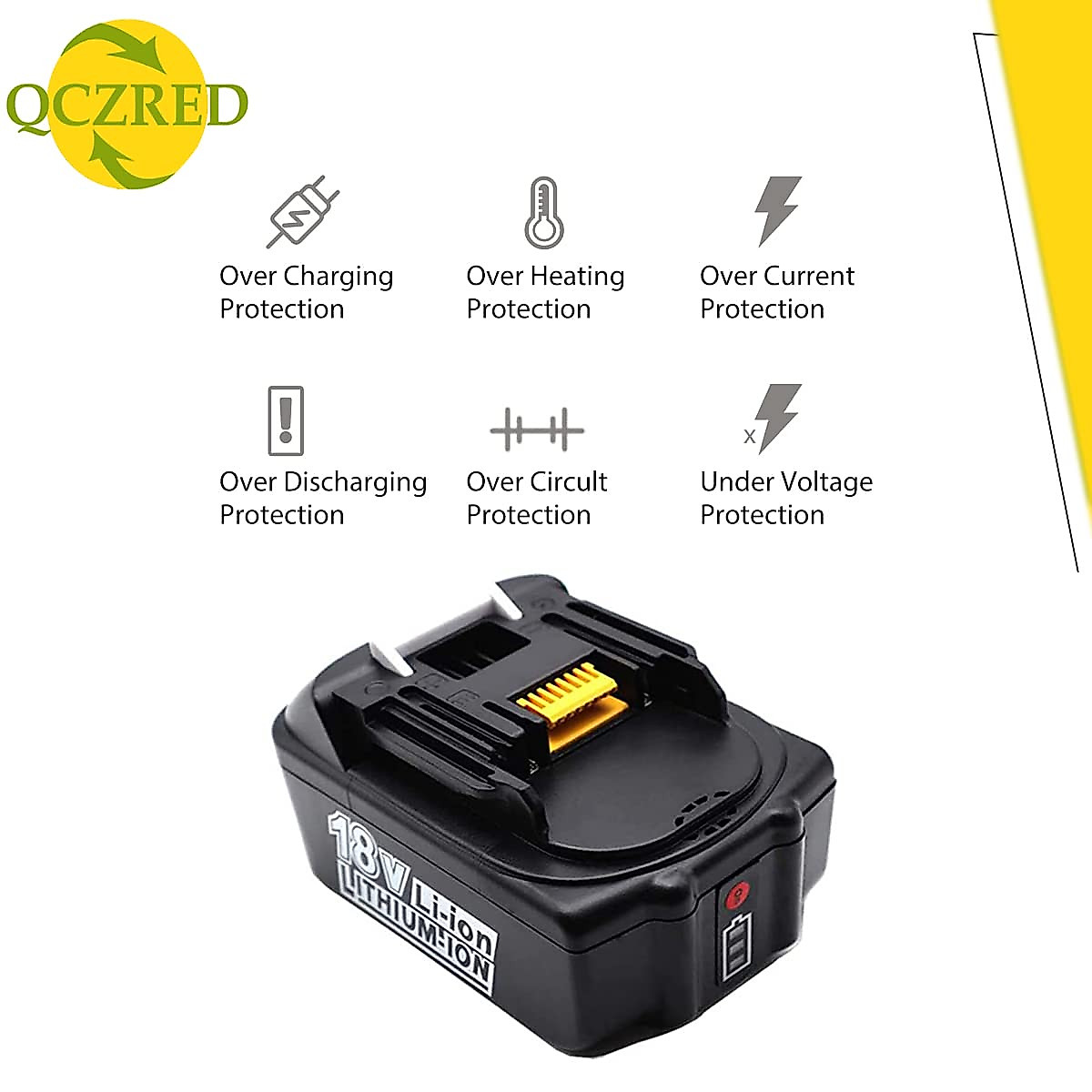 QCZRED 18V 5.0 Ah BL1850B Battery with DC18RC Charger Compatible with Makita 18 Volt LXT Battery BL1830 BL1850 BL1840 BL1850B BL1845 BL1815 BL1820 BL1860B