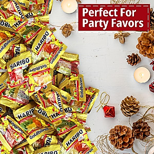 Easter Candy Haribo Gold Bears Gummi Candy - Haribo Gummy Bears Individually Wrapped for Holidays Stocking, Pineapple, Strawberry, Lemon, Orange, and Raspberry Flavors, 100 Mini Bags
