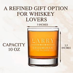 Set of 5, Groomsmen Gifts, Customized Whiskey Glasses for Groomsmen - Personalized Gifts for Groomsmen Proposal, Bachelor Party Favors, and Best Man Gifts