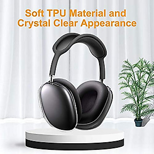 Valkit Compatible with Airpods Max Case Cover, Clear Soft TPU Protective Headphones Cover Headset Shockproof Full Case for Airpods Max -Transparent