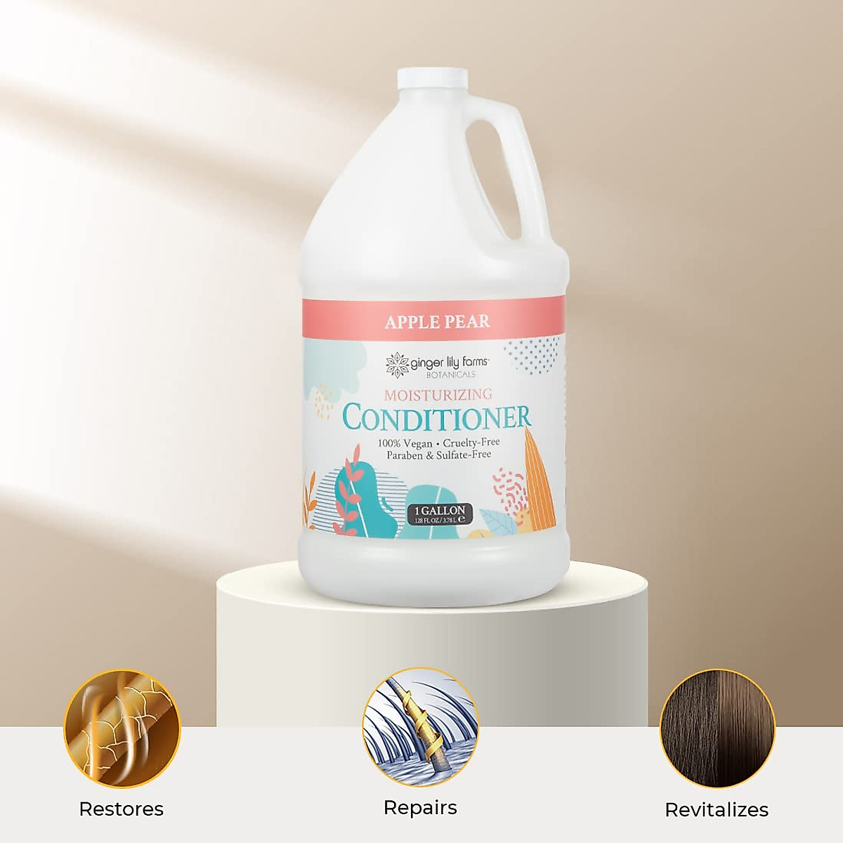 Ginger Lily Farms Botanicals Moisturizing Conditioner for Dry Hair, 100% Vegan & Cruelty-Free, Apple Pear Scent, 1 Gallon Refill (128 fl oz)