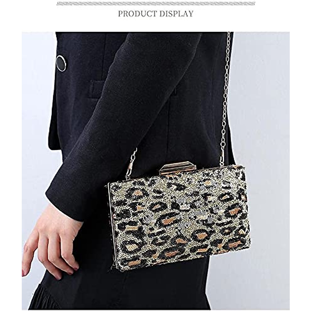 AYKDAS Purses & Totes, Evening Clutches & Crossbody Bags Women's Evening Bag, Leopard Print Style Messenger Party Wedding Bag (Color : Black)