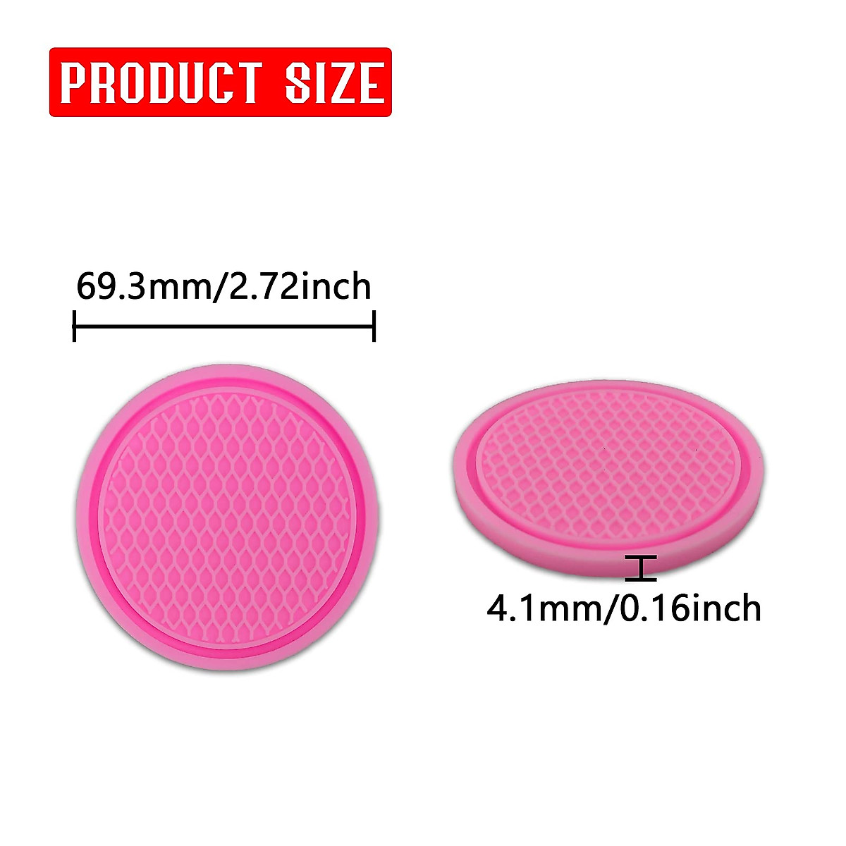 BEYPOVK Car Cup Holder Coaster, 4 Pack Universal Auto Anti Slip Cup Holder Insert Coaster, Silicone Coaster Car Interior Accessories (Pink)