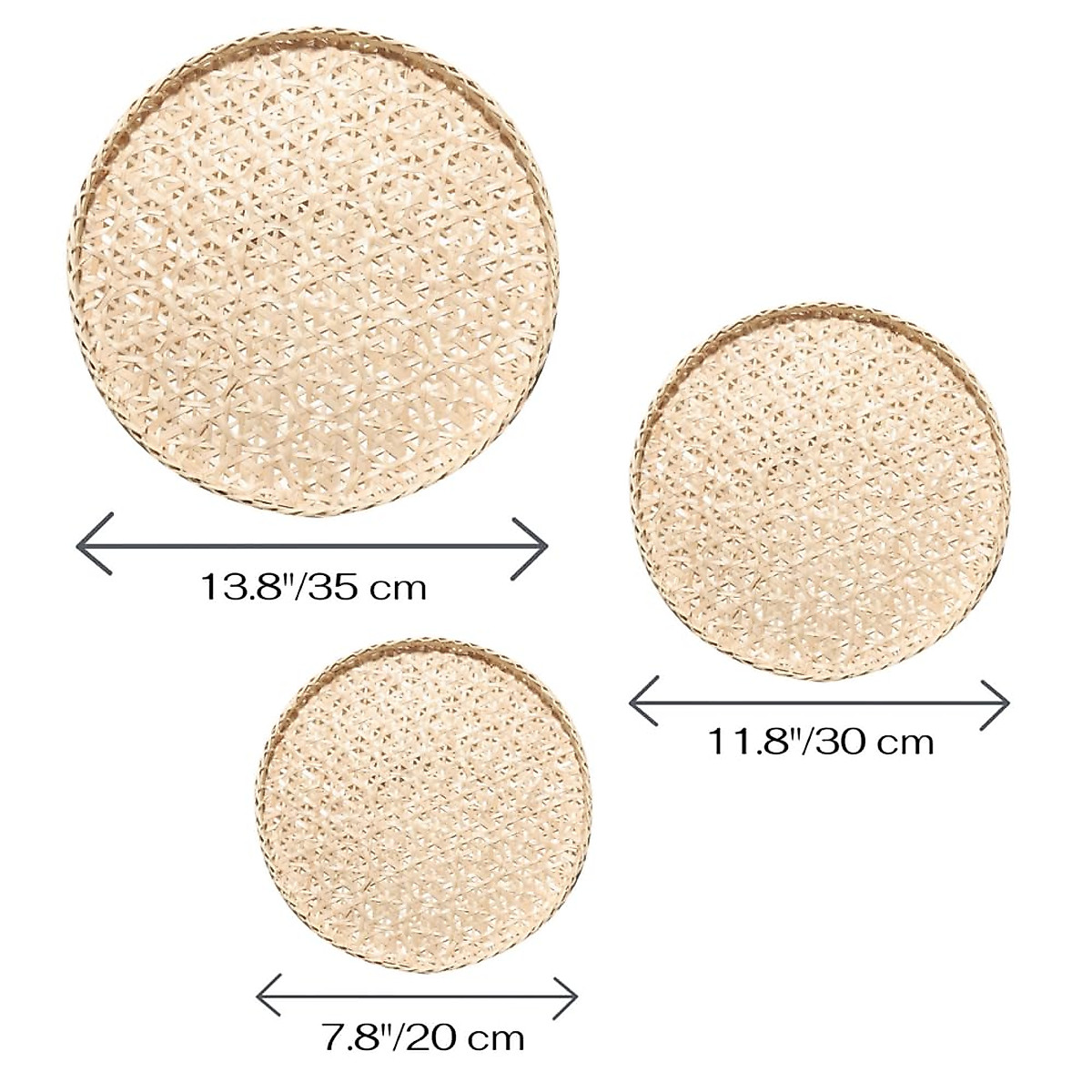 Decocoon 3 Pcs Handmade Wall Basket Decor, Seagrass Wall Decor, Wicker Wall Decor, Boho Wall Basket, Wall Baskets Decor Boho Flat Set 3, Decorative Plates for Wall Hanging Farmhouse (Set A)