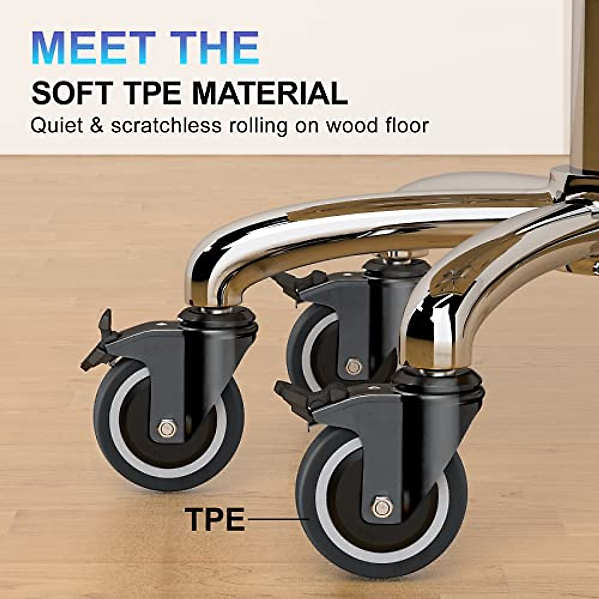 WUDOYO Professional Locking Office Chair Wheels with Brakes Wide Rubber Heavy Duty Replacement for Carpet Wood Tile Floor(with 5 Locks)