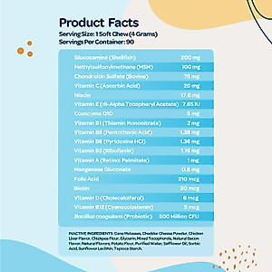 12-in-1 Complete Multivitamin for Dogs | Dog Multivitamin Chewable with Glucosamine Chondroitin & Digestive Probiotics for Dogs of All Ages and Sizes | NASC Certified & Made in The USA | 90 Chews