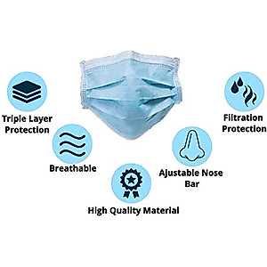 ARTISANS VILLAGE Disposable Non-Woven Thick 3-Layer Safety Face Mask (Pack of 2000) - Breathable and Comfortable Elastic Ear Loop