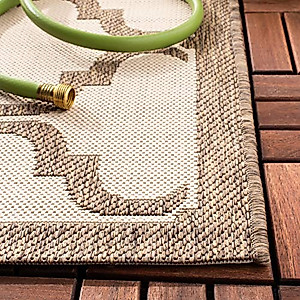 SAFAVIEH Courtyard Collection Accent Rug - 4' x 5'7", Beige & Black, Trellis Design, Non-Shedding & Easy Care, Indoor/Outdoor & Washable-Ideal for Patio, Backyard, Mudroom (CY6009-256)