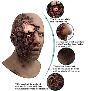 Scary Walking Dead Zombie Mask Creepy Latex Halloween Costume Horror Bloody Adult Halloween Decoration Props