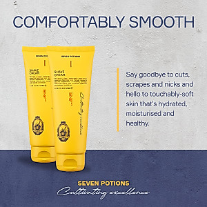 Seven Potions Lathering Shaving Cream for Men – Smooth, Irritation-free Shave – Soothing, Hydrating, Moisturising Shave Soap – Natural, Vegan, Cruelty-Free (4.06 FL OZ)