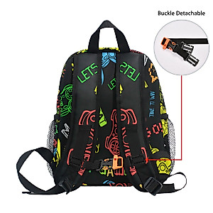 Glaphy Custom Kid's Name Backpack, Colorful Video Game Toddler Backpacks for Daycare Travel, Personalized Name Preschool Bookbags for Boys Girls