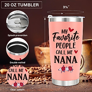 Nana Tumbler Cup Mothers Day Birthday Gifts for Grandma from Grandkids, Grandparents Best Nana Ever Gifts from Granddaughter Grandson, New Grandma Grandmother Nana Mimi Gifts 20oz Pink Cup & Socks Set