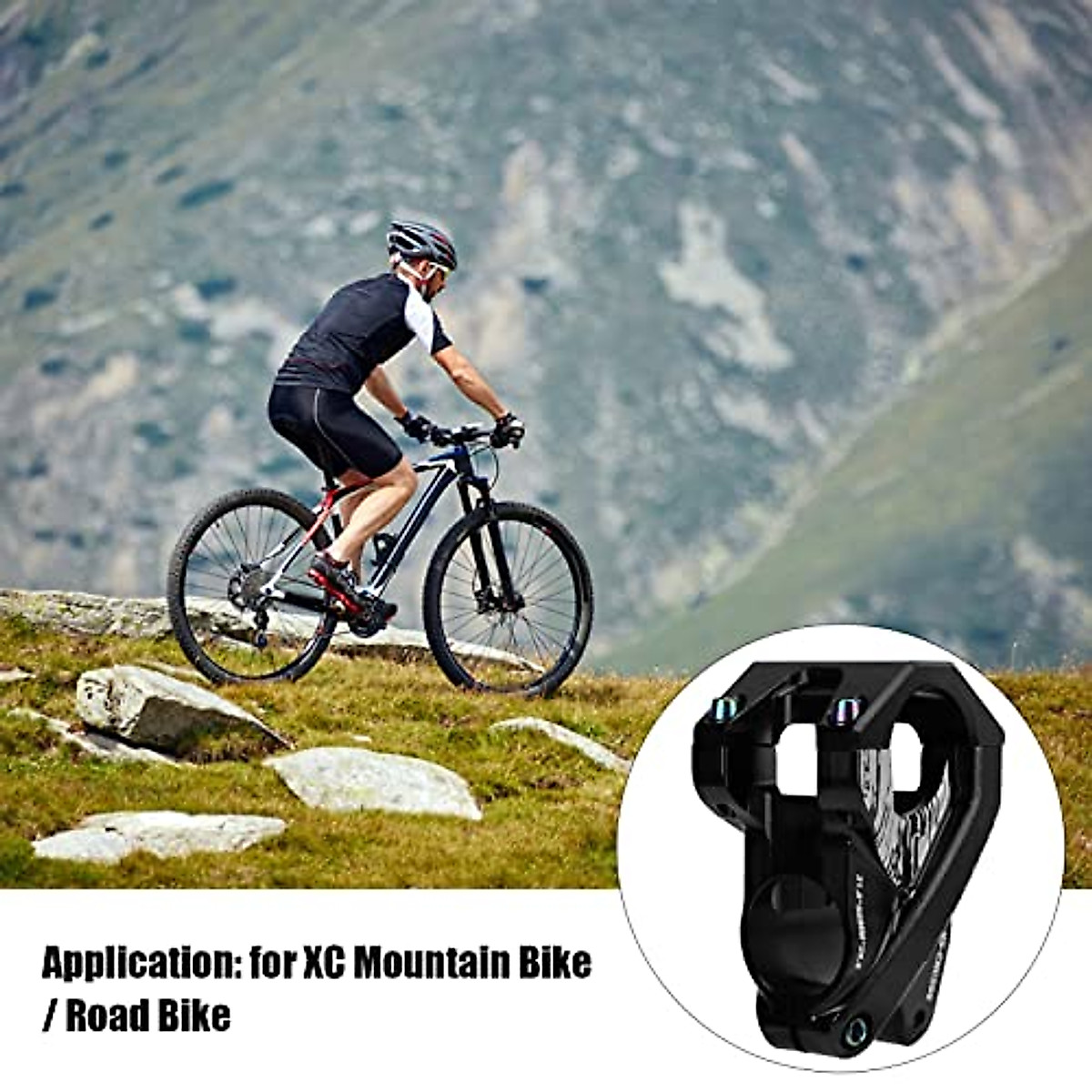 50mm Bike Stem, Short Handlebar Stem Cool Modeling Anodized Bright CNC Machining Sturdy for Road Bike for Mountain Bike(Black)