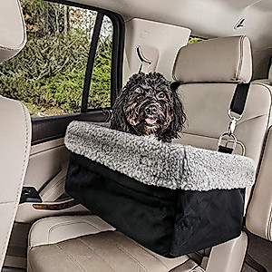 Devoted Doggy Deluxe Dog Car Seat Fits Pets up to 20lbs, Dog Booster Seat, Padded Cushioning, Adjustable Straps, Metal Frame Encasing, Installs in Seconds, Collapsible Canvas and Easy to Clean