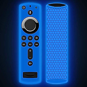 Remote Case/Cover for Fire TV Stick 4K,Protective Silicone Holder Lightweight[Anti Slip]ShockProof for Fire TV Cube/Fire TV(3rd Gen)Compatible with All-New 2nd Gen Alexa Voice Remote Control-Glow Blue