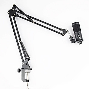 Vault MS126-1 Microphone Boom Scissor Extendable Arm Stand for Dynamic and Condenser Microphone with Mic Clip Holder & Table Mounting Clamp
