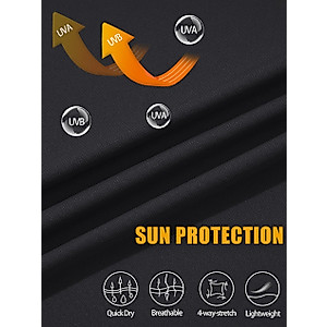 Sun Shirts for Men UV Protection UPF 50+ Rash Guard Shirt Long Sleeve Running Shirts for Men Fishing Shirts for Men Summer Shirts Black