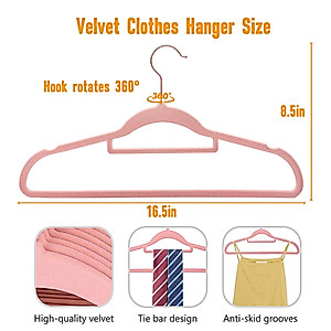 BGRQRIQ Pink Velvet Hangers 30 Pack,Clothes Hangers Velvet,Hangers Space Saving,Velvet Hangers Non Slip,Coat Hanger,Shirt Hangers,Adult Hangers 16.5 in with Tie Bar for Coat,Shirt (Pink, 30)