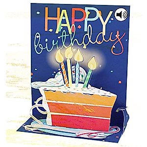 Up With Paper Pop-Up Sight 'N Sound Greeting Card - Big Slice of Cake