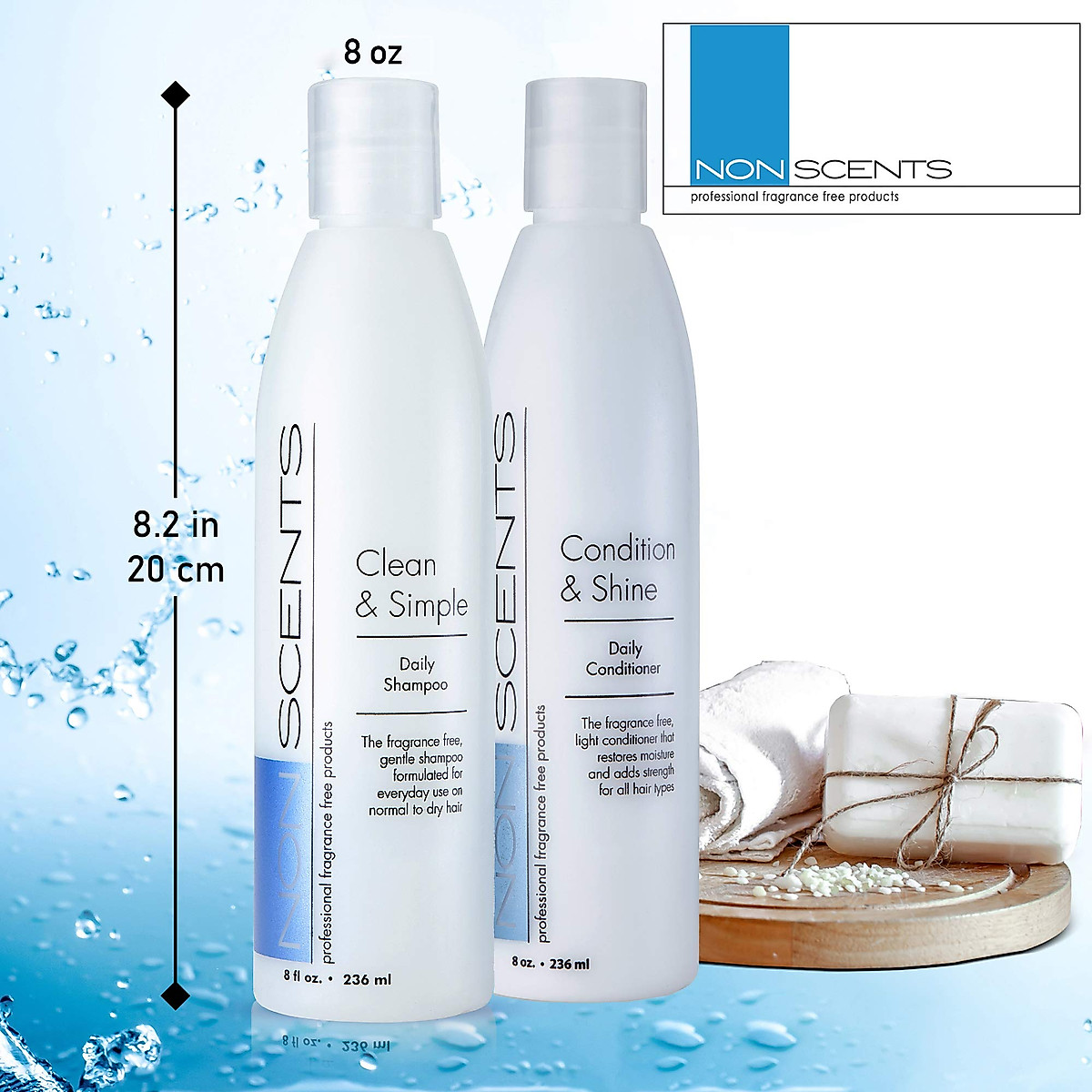 Nonscents Original Formula Fragrance Free Shampoo and Conditioner Set, Hydrating Shampoo for Dry Hair, Moisturizing and Unscented Shampoo and Conditioner for All Hair Types | Made in USA