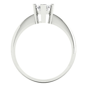 Clara Pucci 1.50 ct Marquise Cut Solitaire Genuine Lab Created White Sapphire Wedding Bridal Designer Engagement Ring 14k White Gold 3.5