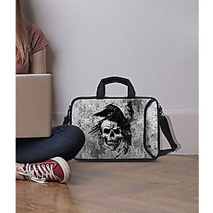 WIRESTER 15 inch Laptop Tablet Sleeve Shoulder Bag Carrying Case with Adjustable Strap Compatible with Asus Dell Lenovo HP Sony Acer - Gray Skull Raven
