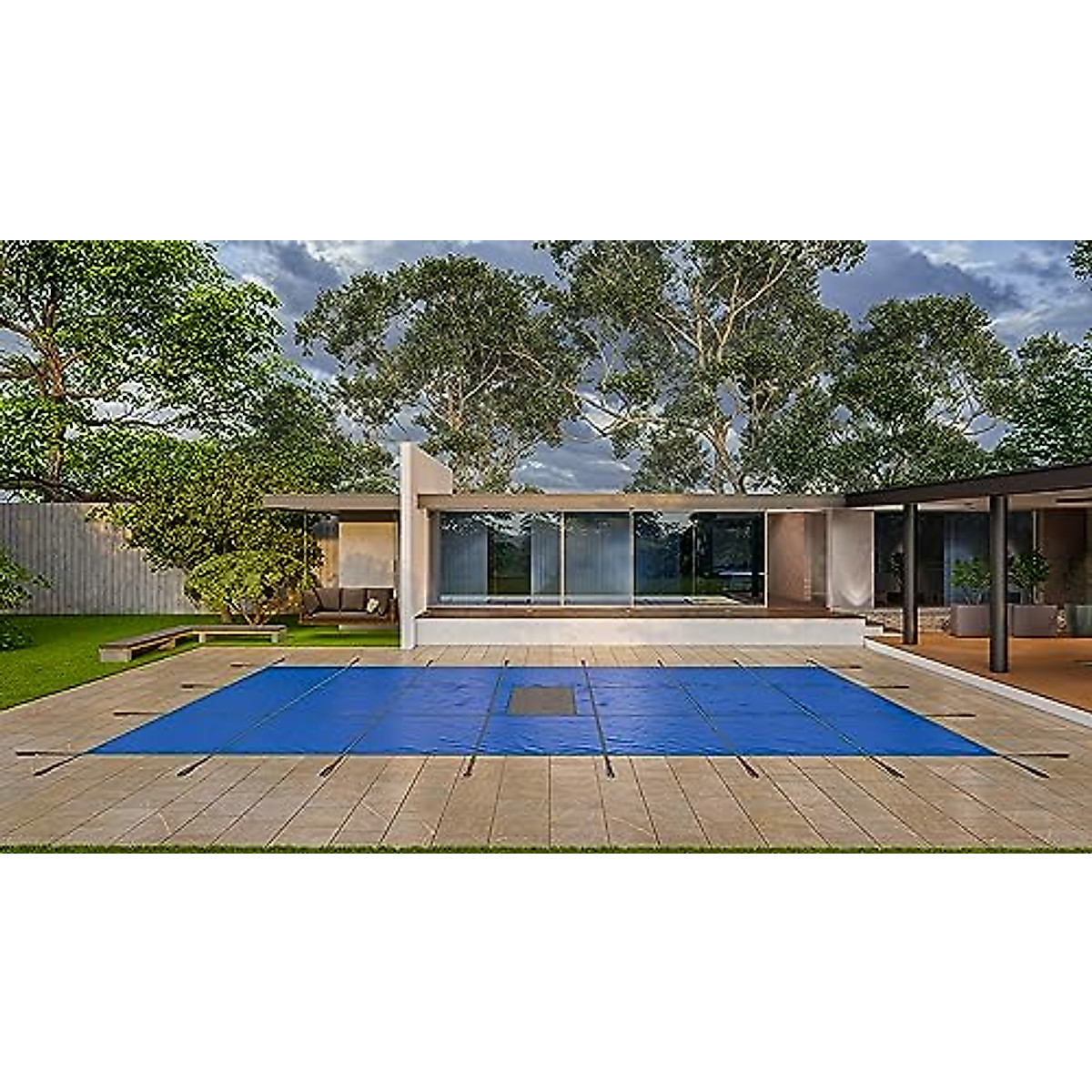 WaterWarden Inground Pool Solid Safety Cover 30' x 60', Rectangle, 15-Year Warranty, UL Classified to ASTM F1346, Triple Stitched for MAX Strength, Break-Strength of Over 4,000 lbs., Hardware Included