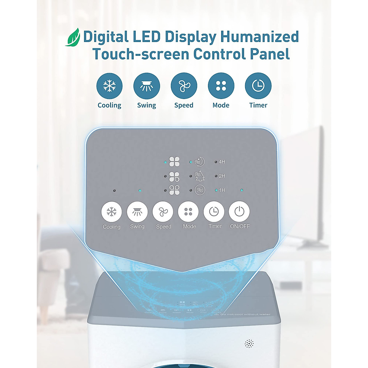 Evaporative Air Cooler, Portable Bladeless Fan, Air Cooler Fan with 3 Wind Speeds and 3 Modes, 90° Automatic Swing, 1 Gallon Water Tank, 2 Ice Packs, 7H Timer, Remote Control, for Room Home Office