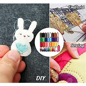 ilauke 50Pcs Bobbins Sewing Threads Kit, 400 Yards per Polyester Thread Spools, Prewound Bobbin with Case for Brother Singer Janome Machine, 25 Colors