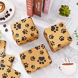 Whaline 100Pcs Pet Paw Print Tissue Paper Brown Kraft Black Gift Wrapping Paper Dog Paw Packaging Paper DIY Art Craft Paper for Farmhouse Home Birthday Pet Treat Party Gift Decor, 14 x 20 Inch