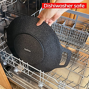 Saltlas Korean style BBQ Grill Pan for Stove Top, Camping Stove and IH Stove, 13"- Round Griddle with 6 Layers, Non-stick Coating frying Pan