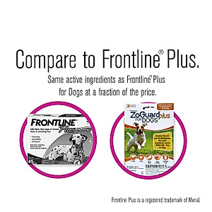 ZoGuard Plus Flea and Tick Prevention for Dogs, X-Large 89-132 lbs, 3 Months, 3 Doses