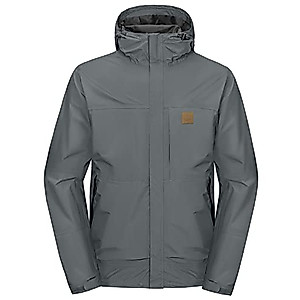 Little Donkey Andy Men's Waterproof Rain Jacket Windproof Light Jacket, Breathable Outdoor Rain Shell with Hood for Hiking Travel Golf Grey M