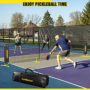 Losbenco Pickleball Net with Wheels Court Lines, Metal Frame & Regulation Size 22FT, 6-in-1 Adjustable Portable Net for Playing Pickleball, Tennis, Volleyball & Soccer and Backyard Games