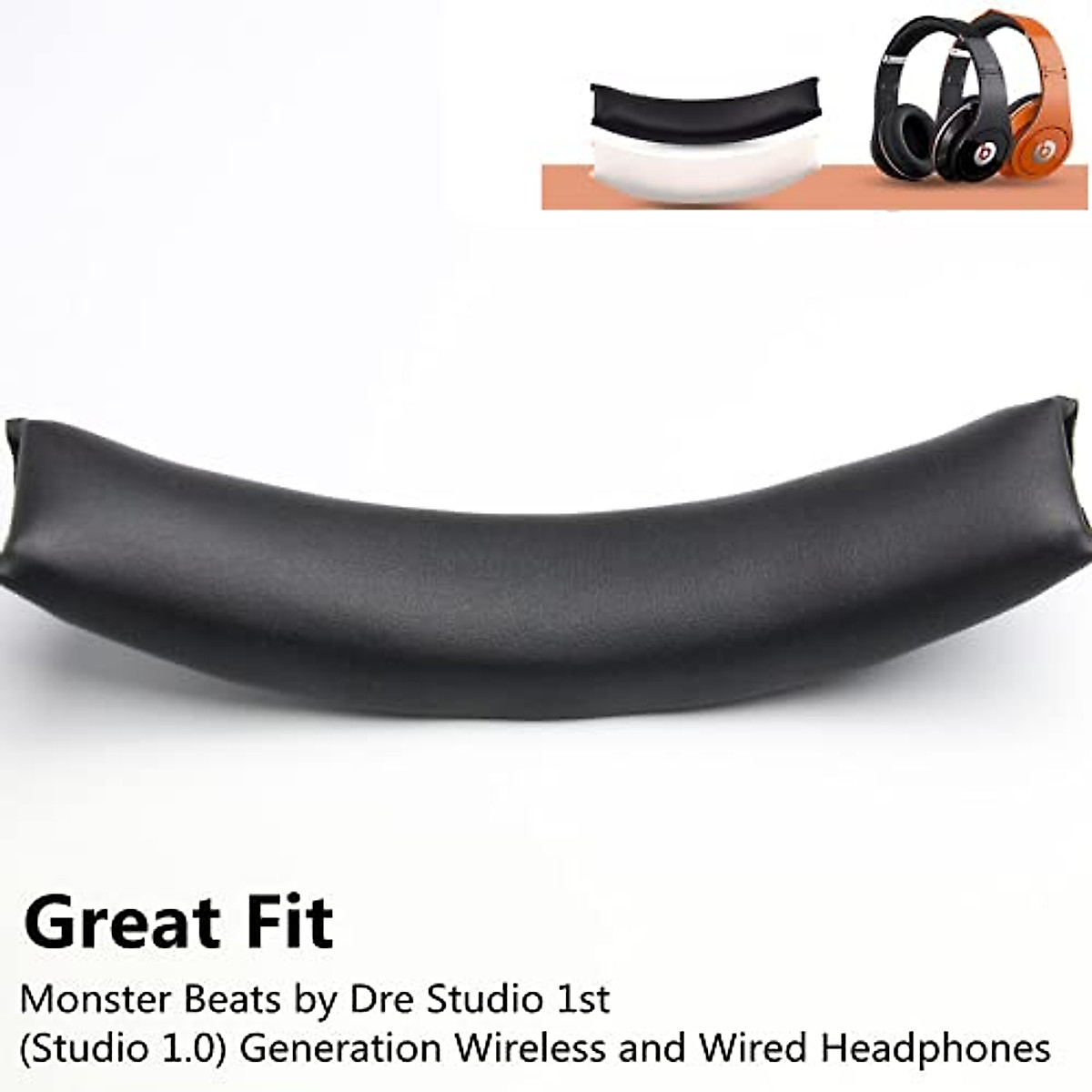 Studio1.0 Replacement Top Headband Foam Cushion Pad Repair Parts Compatible with Beats Studio 1.0 Studio1 (1st Gen) Wired Studio1.0 Wireless Over-Ear Headphone(Black)
