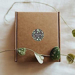 Gooji Business Thank You Stickers – 500Pcs Roll Greenery Thank You Stamp – 1.5 Inch Thank You Stickers for Packaging – 4 Designs – Ideal for Small Business, Boutiques