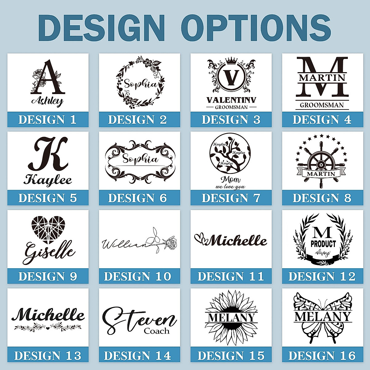 Personalized Tumbler with Names 16 Designs 10 Colors - Vacuum Insulated Travel Tumbler with Lid & Straw 20 Oz Custom Christmas Birthday Gift for Dad Mom Sister Friend Bridesmaid Groomsmen