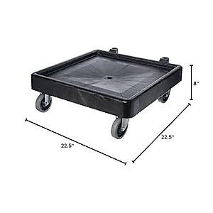 Carlisle FoodService Products E-Z Glide Warewashing Rack Dolly Dishwashing Rack Dolly with Drain for Kitchen and Restaurants, Plastic, 22.5 X 22.5 X 8 Inches, Black